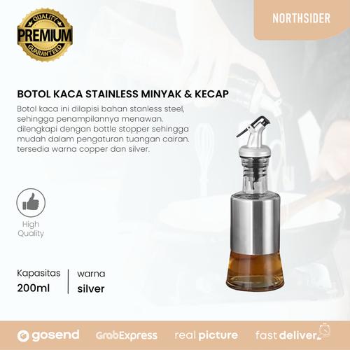 Promo Botol kaca stainless minyak kecap cuka saus syrup A3726 - 200ML ...