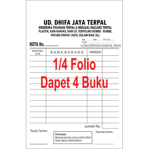Jual Nota costum 1 ply 100 lembar Hvs - Biru, 1/2 Folio - Kab ...