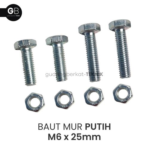 Jual Baut Mur Putih M6 x 25 / BMP 6x25mm / Baut M6 Putih Kunci 10 - Kota Bekasi - GB Teknik ...