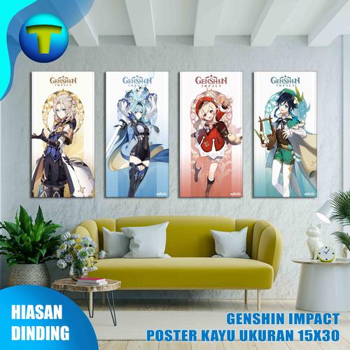 Jual Genshin Impact Monstad Character Hiasan Dinding Poster Kayu ...