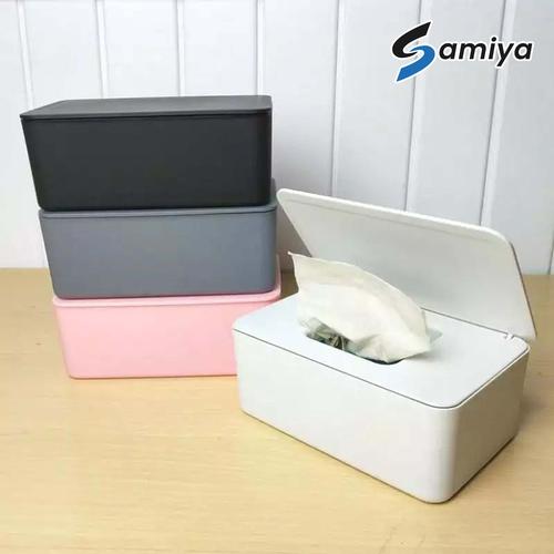Jual tempat kotak tisu masker medis warna serbaguna / box tisu with lid ...