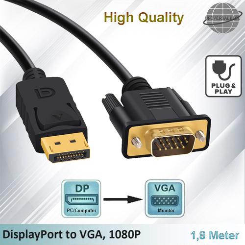 Jual Kabel DP/Display Port To VGA Konektor DP-VGA Converter 1.8 Meter ...