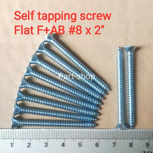Jual 10pcs Sekrup Flat F+AB #8 x 2" Self Tapping Screw baut lancip 50mm ...