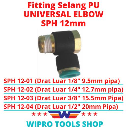 Jual Nepel Sambungan Fitting Selang PU Universal Elbow SPH 12mm - Kota ...
