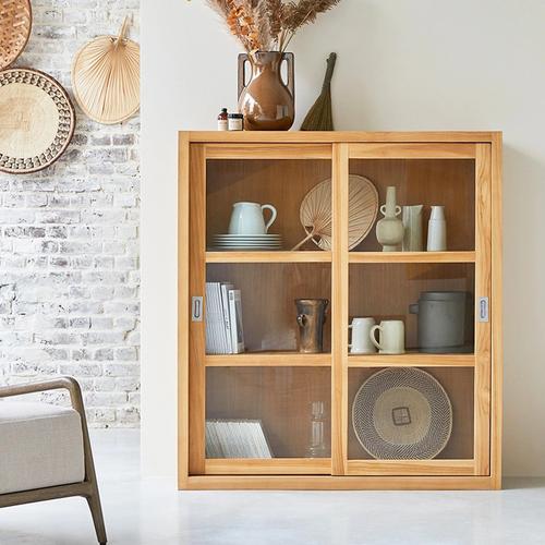 Jual RAK LEMARI DISPLAY PINTU SLIDING JATI MINIMALIS JAPANDI TEAK ...