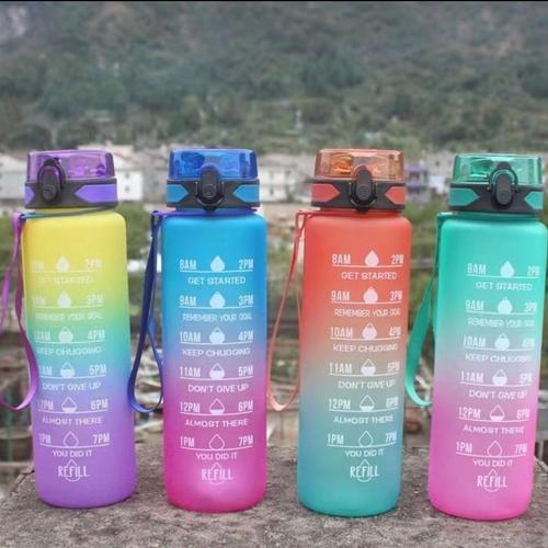 Jual Botol viral botol time gradasi botol minum ombre pelangi 1 liter ...