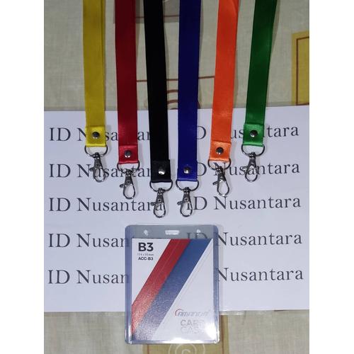 Jual Paket Tali Kait 2cm Polos + ID Card Case B3 - Putih - Kab. Bekasi ...