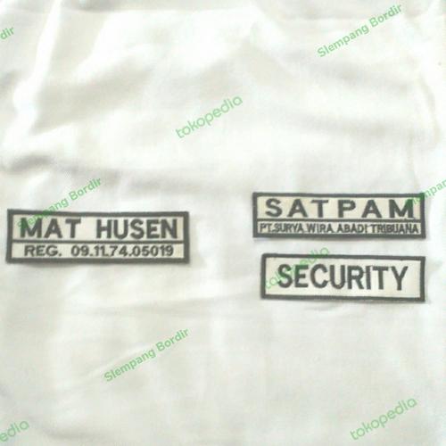 Jual bet nama security full bordir, papan nama security bordir, nama ...