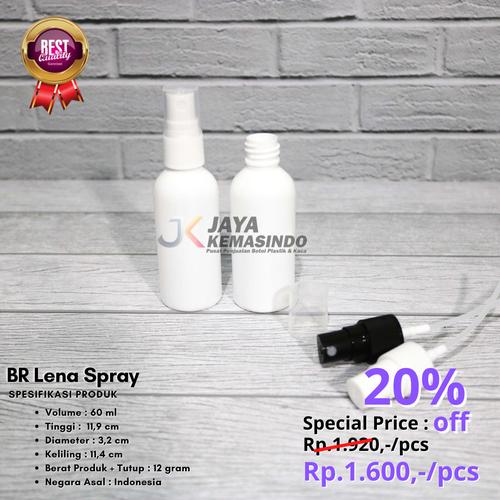 Jual Botol plastik PET 60ml BR lena putih susu hand sanitizer tutup ...