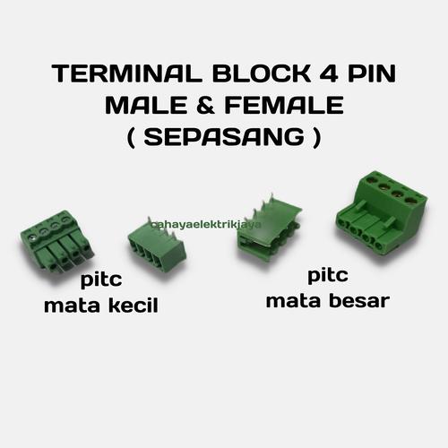 Jual terminal block 4 pin / pluggable 4p / L siku terminal blok 4 pin ...
