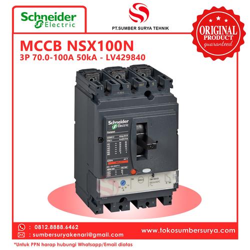 Jual MCCB NSX100N 3P 70.0-100A 50kA LV429840 Schneider - Jakarta Pusat ...