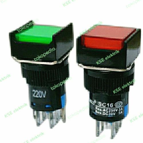 Jual Led Push Button lock 16mm(on/off)220v/24vdc(2no-2nc)SCIPLSQ ...
