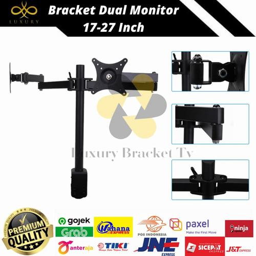 Promo Bracket Dual Monitor 17-27 inch Jepit Meja Tilt Swivel Adjustable ...