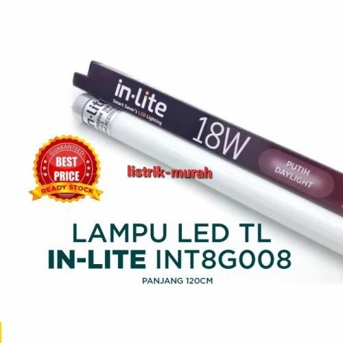 Jual Inlite T8 TL LED Tube 18w 7000K Neon INT8008 Cool Daylight Putih ...