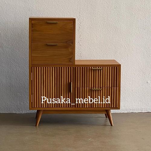Jual lemari rak buku, lemari rak laci retro minimalis kayu, buffet ...
