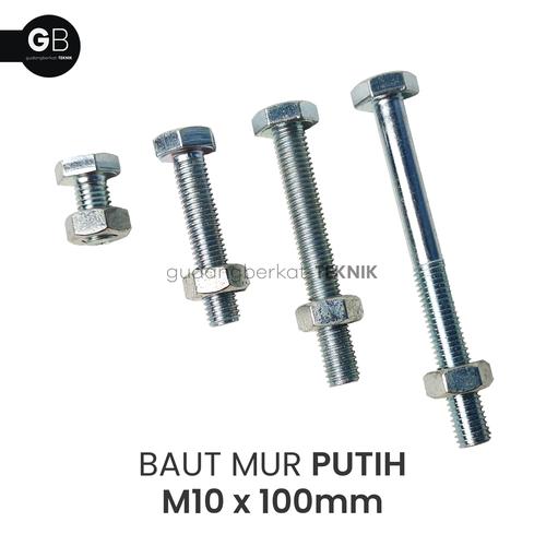 Jual Baut Mur Putih M10 x 100 / BMP 10x100mm / Baut M10 Putih Kunci 17 - Kota Bekasi - GB Teknik ...