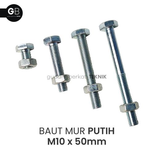 Jual Baut Mur Putih M10 x 50 / BMP 10x50mm / Baut M10 Putih Kunci 17 - Kota Bekasi - GB Teknik ...