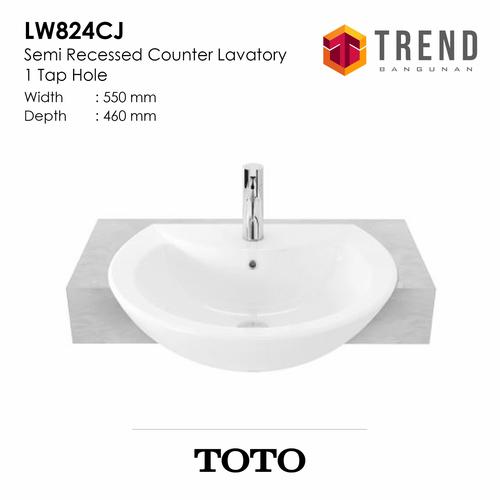 Jual TOTO LW824CJ - Semi Recessed Counter Lavatory 1 Tap Hole Wastafel ...