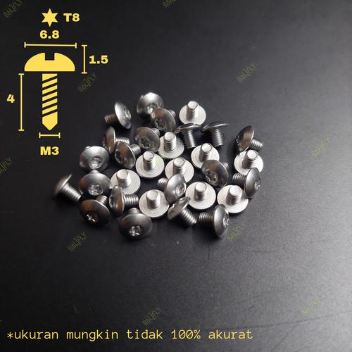 Jual Baut Torx M3x4mm Half Round Stainless Steel - Pivot - Putih - Kab ...