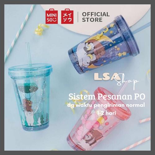 Jual MINISO Botol Minum Tumbler Tempat Air Minum Sedotan Straw 320ml ...