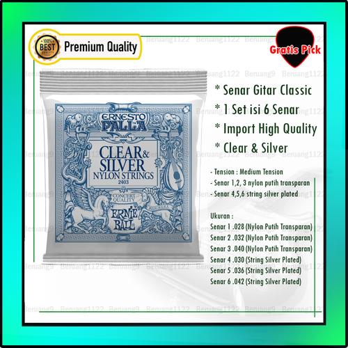Jual Senar Gitar Classic Nylon ERNIEBALL, Clear Nilon Premium Ernie Ball - Kota Tangerang ...