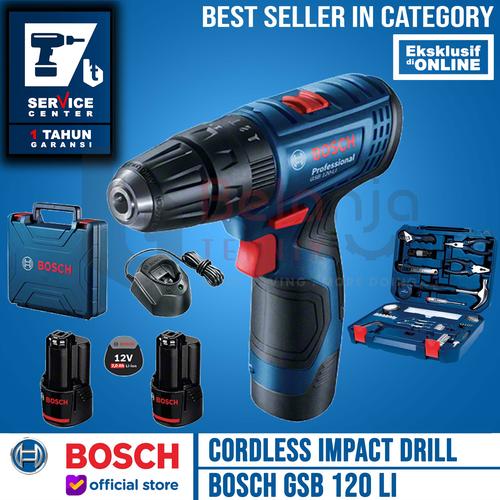 Promo PAKET BOSCH Mesin Bor Cordless GSB 120 LI Gen 3 dengan Toolkit ...