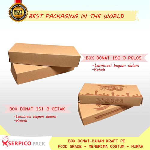 Jual Box Donat Isi 3 full tutup/Kemasan Donat isi 3/Dus Donat Isi 3 ...