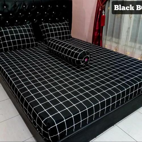 Jual Sprei Hitam Kotak 90x200 Tinggi 30 Putih Aesthetic Grid Black ...