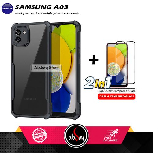 Jual Case Samsung A03 Shockproof Transparent Casing + Tempered Glass ...