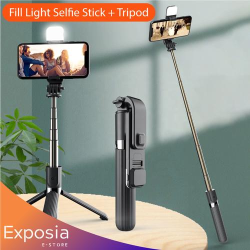 Jual Fill Light Bluetooth Selfie Stick Tongsis Tripod for Smartphone L03s - Non Fill Light ...