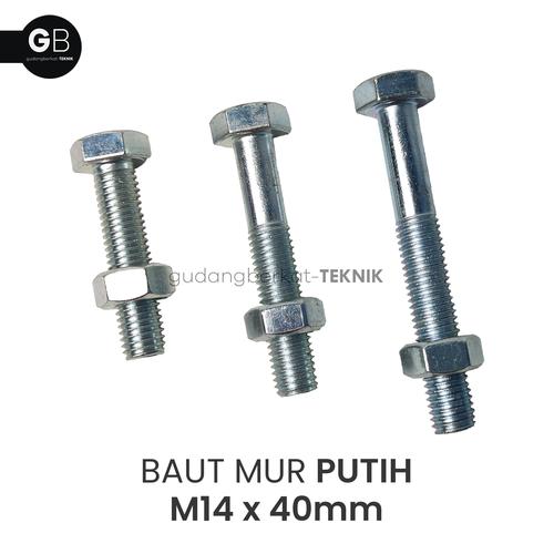 Jual Baut Mur Putih M14 x 40 / BMP 14x40mm / Baut M14 Putih Kunci 22 ...