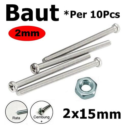 Jual x10 Set Baut Mur M2 x 15 ( 2x15mm) Baut Tamiya Ukuran M2x15mm 2mm ...