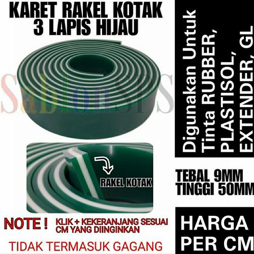 Jual Karet Rakel Sablon Papak 3 Lapis 9 mm x 50 mm kekerasan 75/90/75A ...