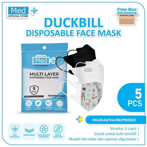 Jual Med+ Masker Duckbill 5 Pcs / Disposable Face Mask Kemenkes - Putih ...