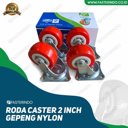 Jual Roda caster 2 inch gepeng nylon merah hidup-MERAH - Jakarta Utara ...