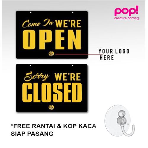 Jual sign akrilik tulisan open close bolak balik tanda buka tutup ...