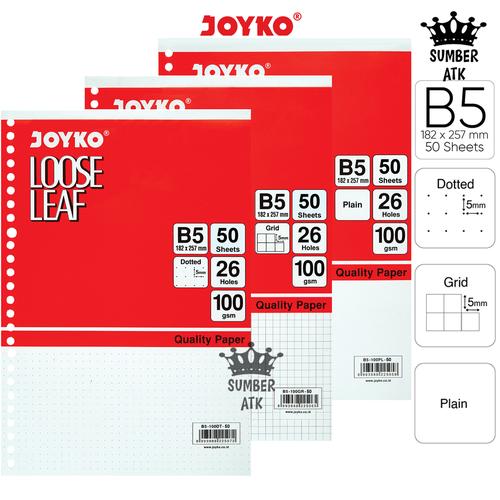 Jual Loose Leaf B5 50 lembar Grid Dotted Plain Kertas Isi File Binder Joyko - Jakarta Barat ...
