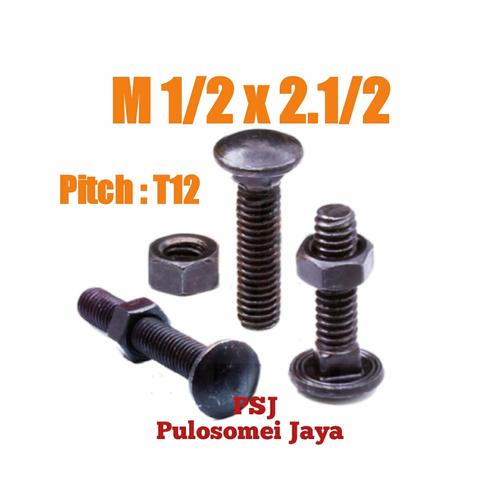 Jual Baut Mur CB 1/2 x 2.1/2 / Baut Bemper / Baut Tray / Baut Payung ...