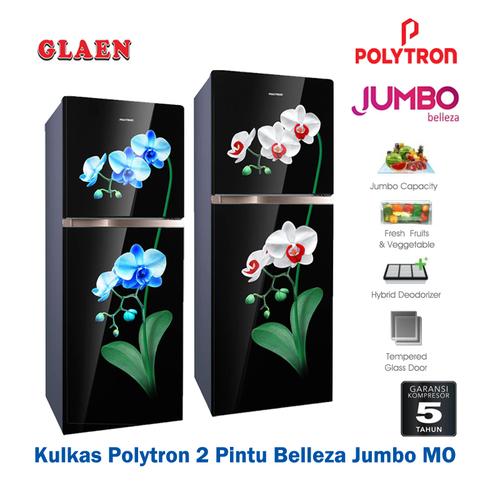 Jual Kulkas Polytron 2 Pintu Kaca Belleza Jumbo Motif Bunga Anggrek PRW ...