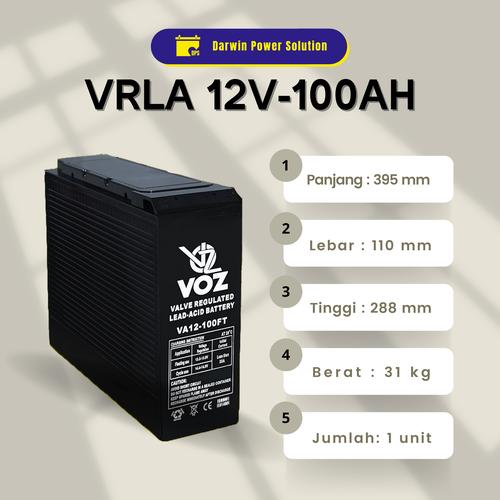 Jual Baterai Battery Aki 100Ah 12v VRLA Front Terminal - 1 Unit ...
