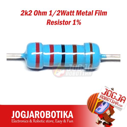 Jual Resistor 2K2 2,2K 2.2K ohm 2K2ohm 1/2 Watt Metal Film Resistor 1% ...