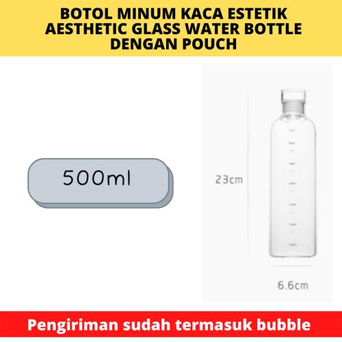 Jual Botol Minum Kaca Estetik Aesthetic Glass Water Bottle Dengan Pouch ...