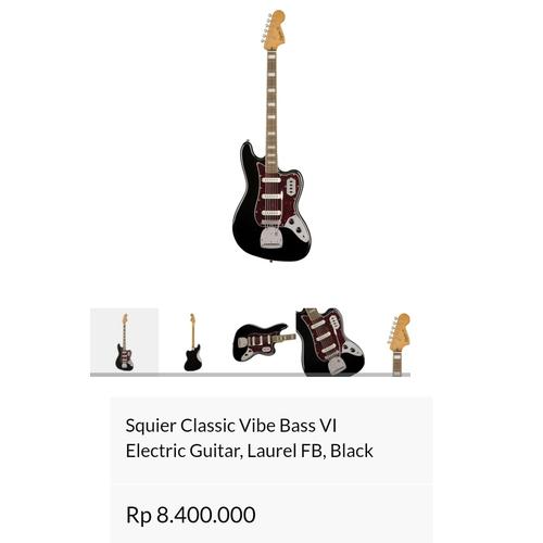 Jual Squier Classic Vibe Bass VI Electric Guitar,Laurel FB,Black - Kota ...