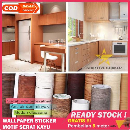 Jual Stiker Kayu Wall Sticker Pelapis Pintu Lemari Kulkas Wallpaper ...