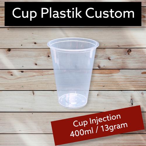 Jual Cup Plastik PP Injection 400ml Model Datar | Sablon Cup Injection ...