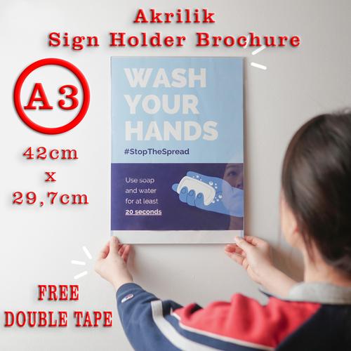 Promo Tempat Brosur Tempel Dinding A3 Akrilik - Acrylic Brochure Sign ...
