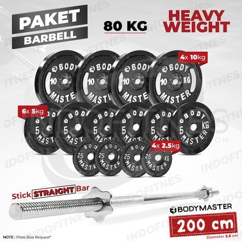 Promo BODYMASTER Paket Stick 200 cm Plate beban besi Dumbell Barbel Bar ...