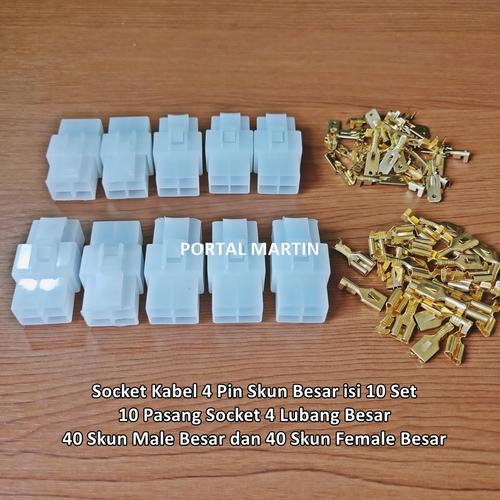 Jual Socket Kabel 4 Pin Skun Besar Male Female isi 10 set Socket Lock ...