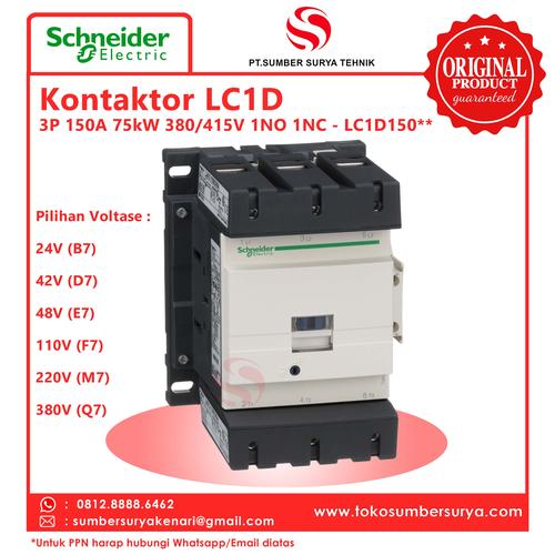 Jual Kontaktor LC1D150 3P 150A 75kW 1NO 1NC Koil AC Schneider - Jakarta ...