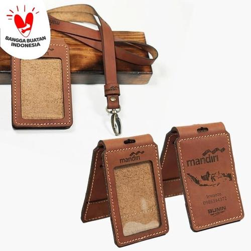 Jual Gantungan ID card holder name tag Kulit sapi asli CUSTOM NAMA dan ...